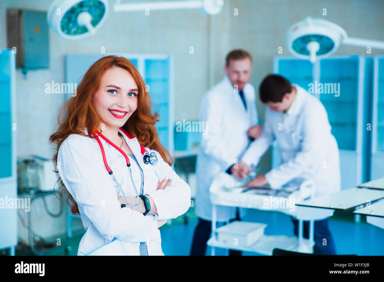 Portrait of a doctor intern. Medical students profession staff ...