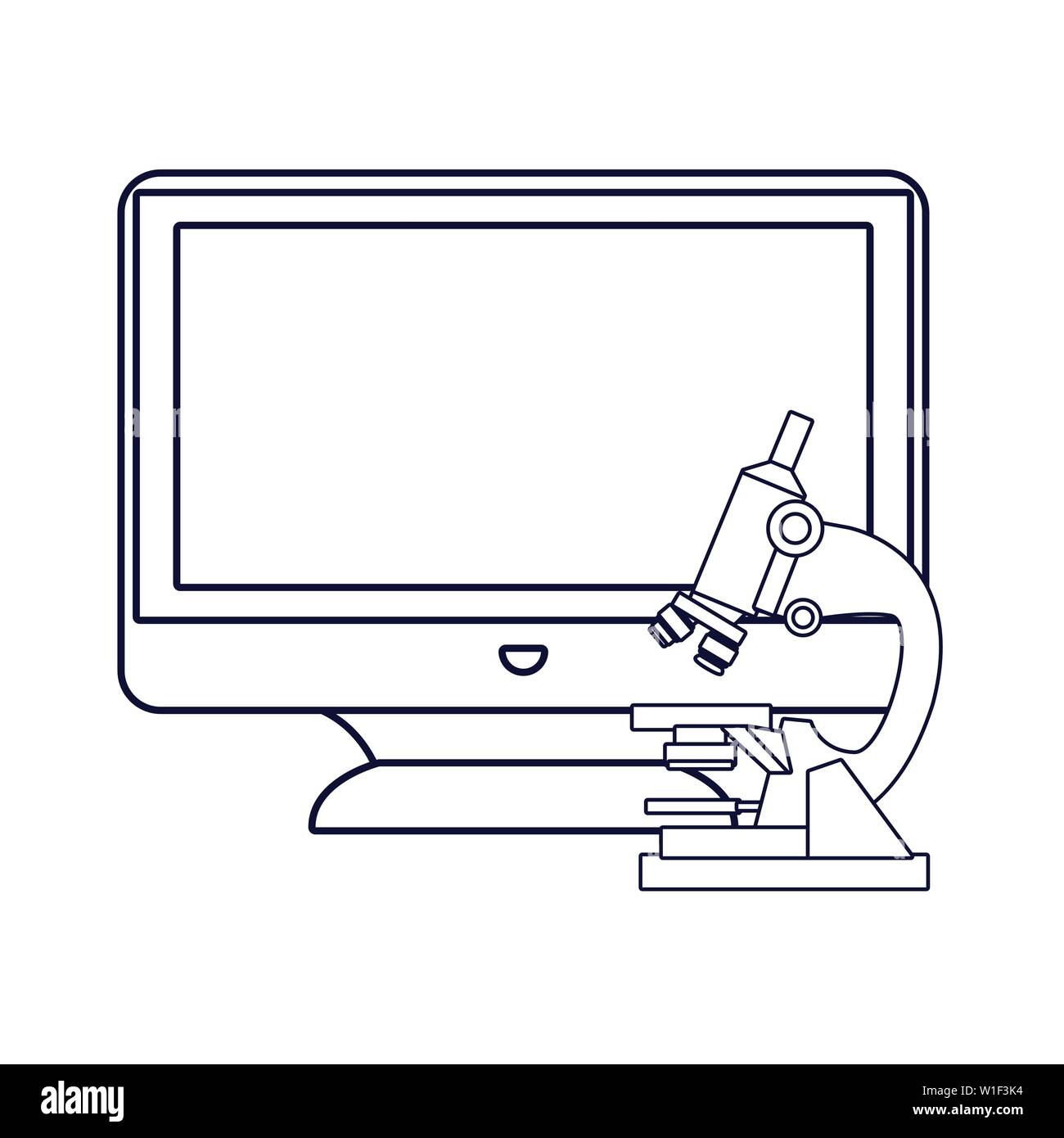 computer and microscope back to school vector illustration Stock Vector ...