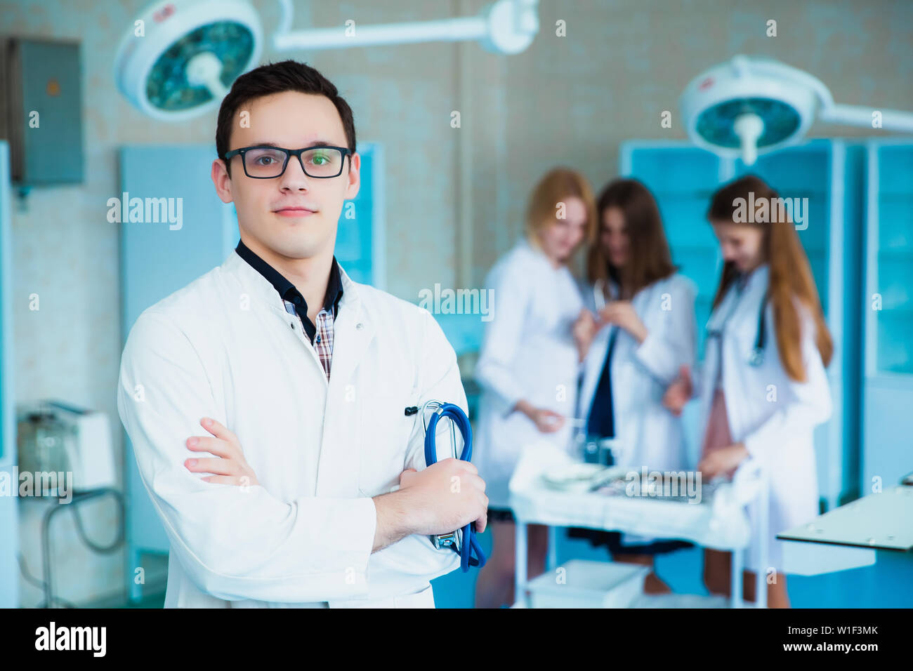 Portrait of a doctor intern. Medical students profession staff ...