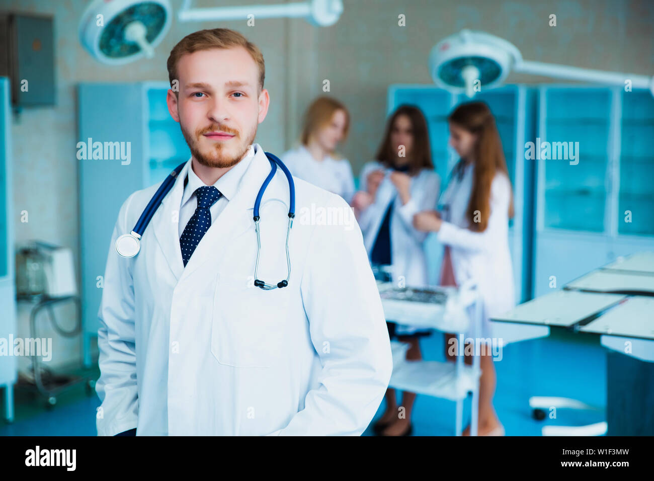 Portrait of a doctor intern. Medical students profession staff ...
