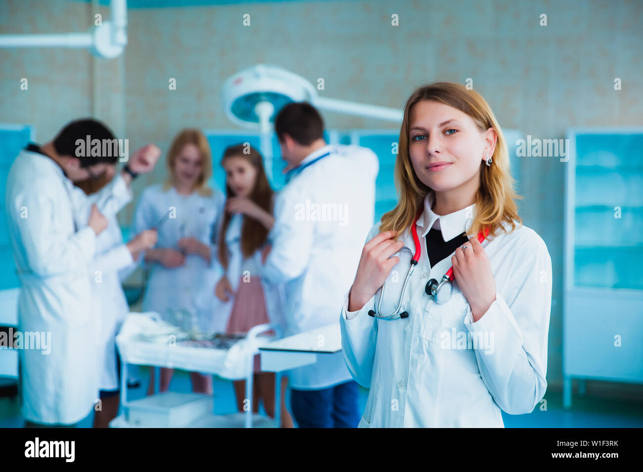 Portrait of a doctor intern. Medical students profession staff ...