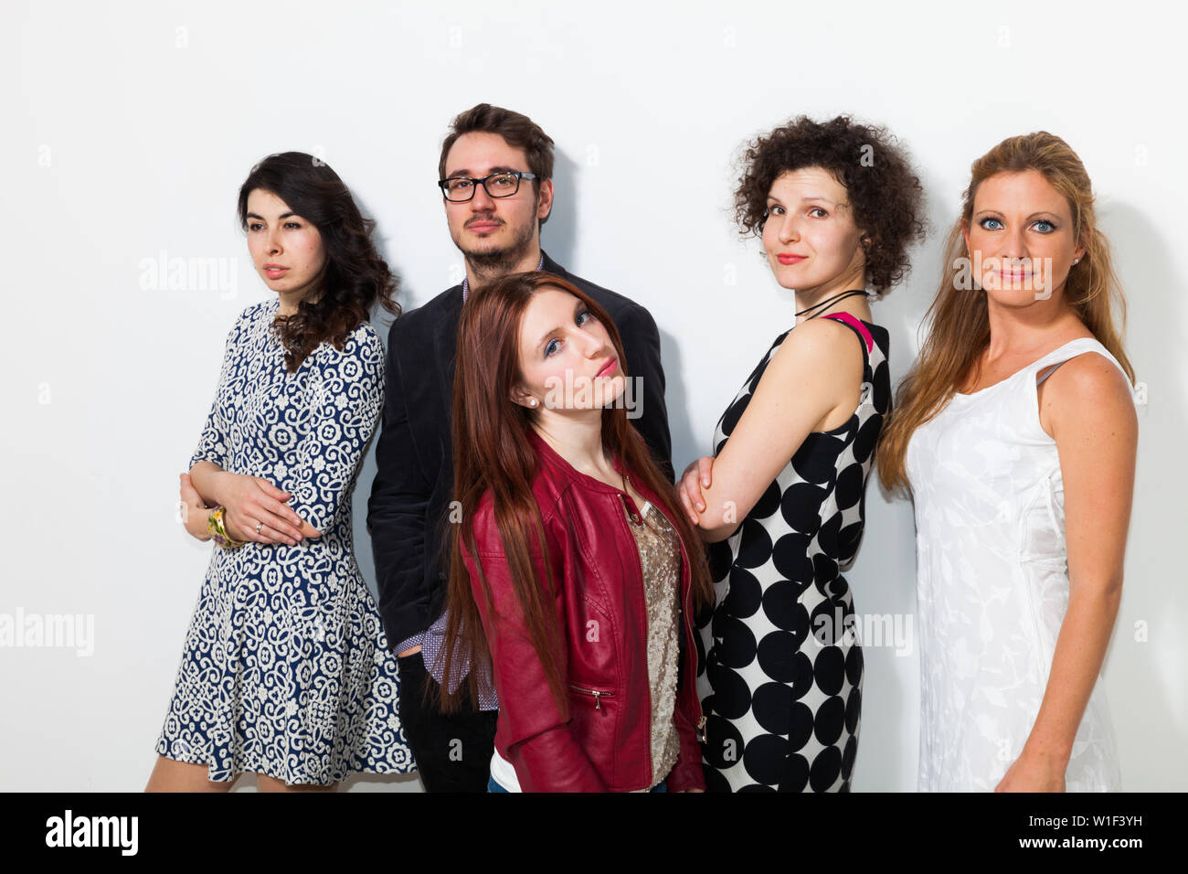 Group of people on white background Stock Photo - Alamy