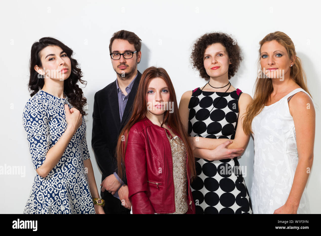 Group of people on white background Stock Photo - Alamy