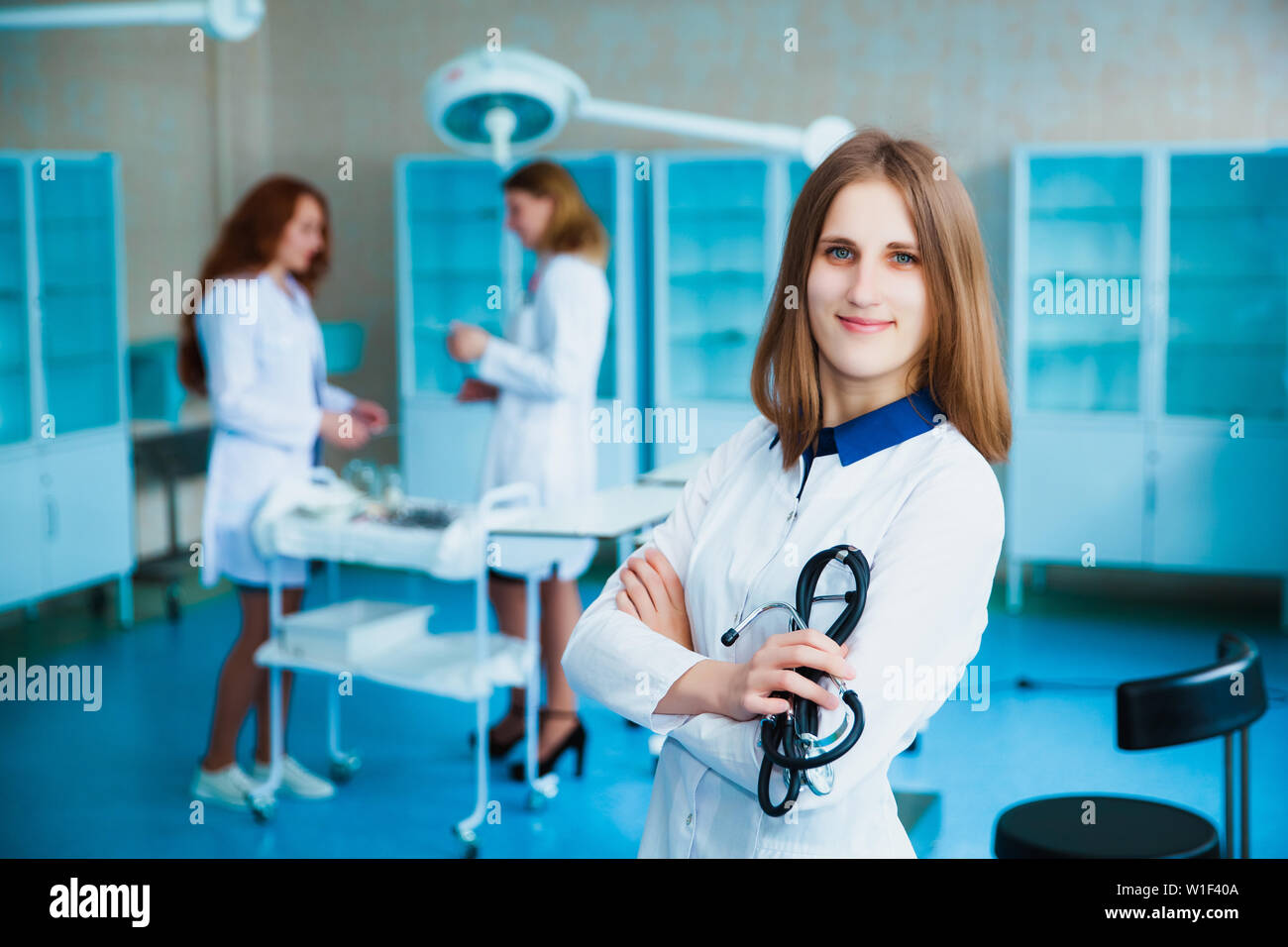 Portrait of a doctor intern. Medical students profession staff ...