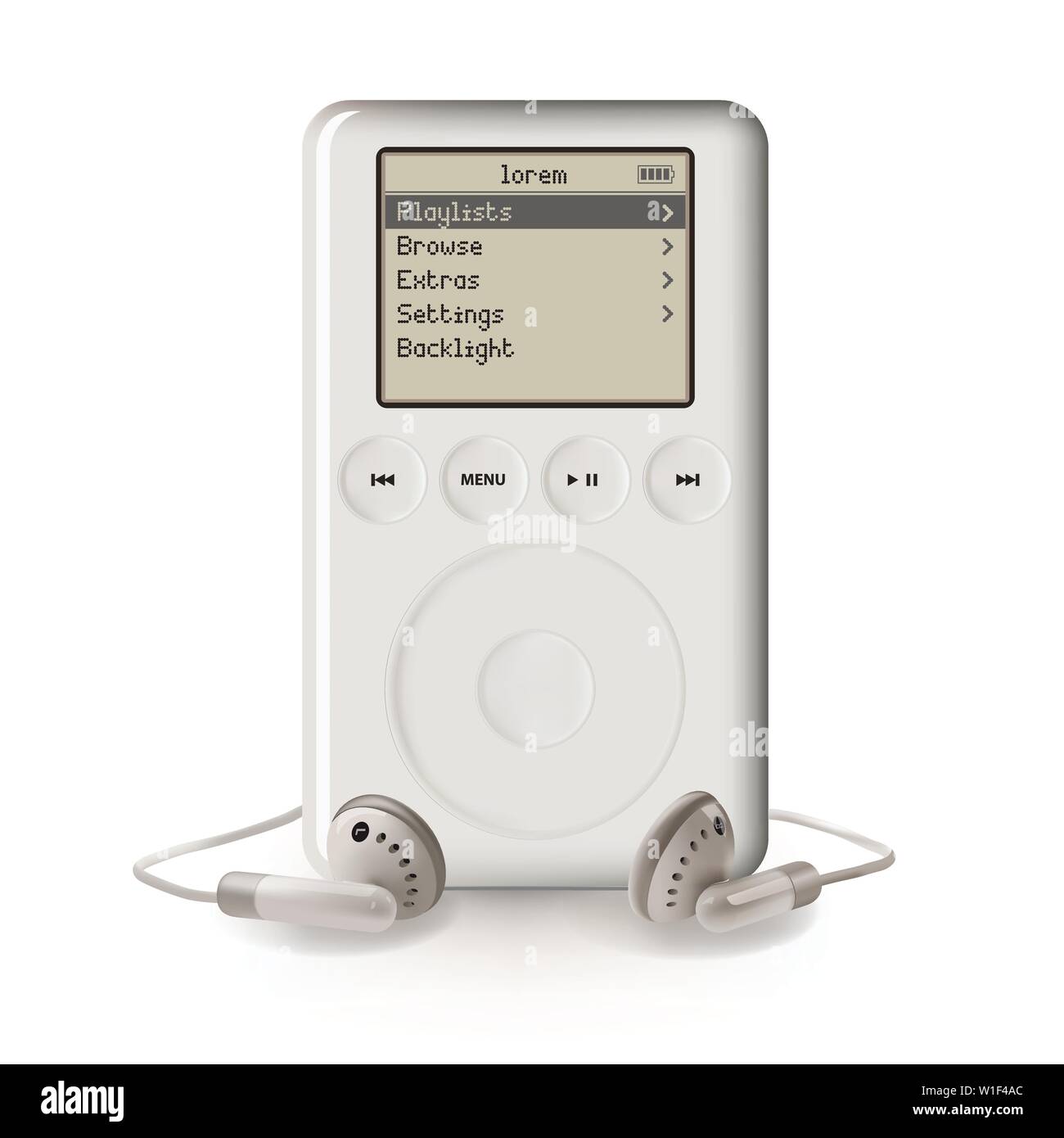 Realistic illustration of mp3 music player gadget, Ipod vector ...
