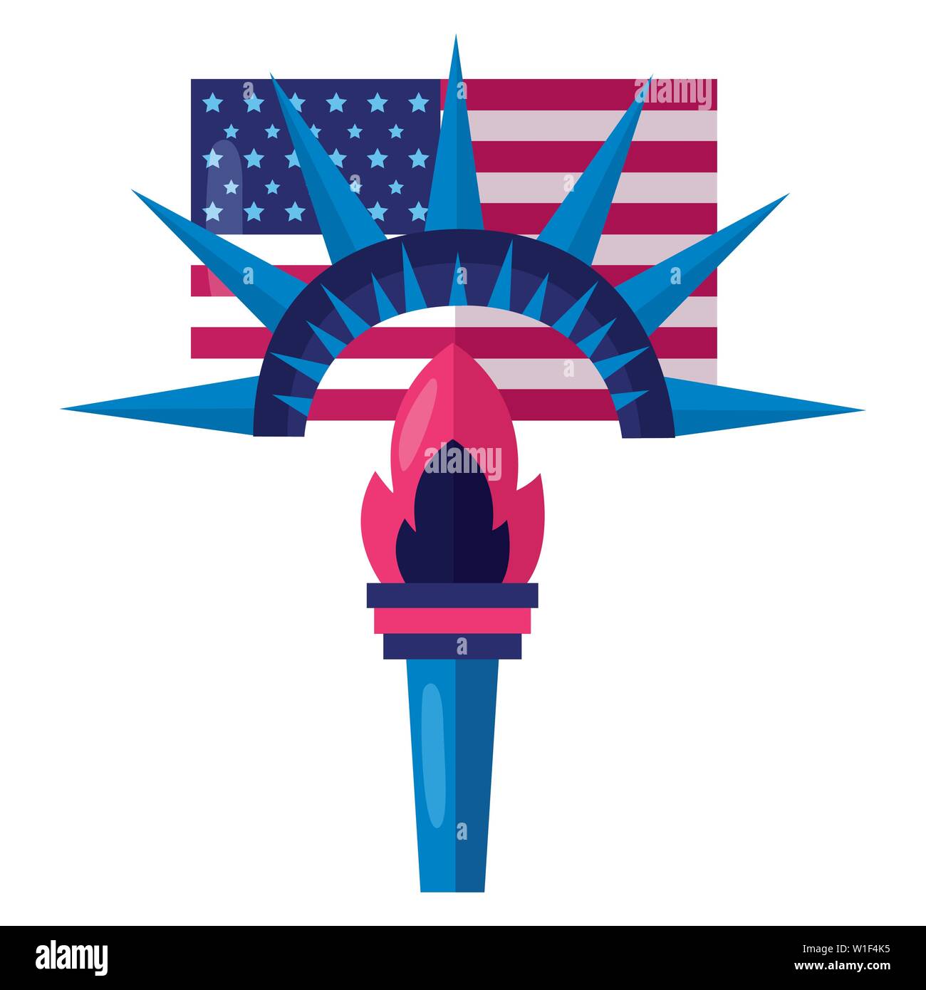 flag and torch american happy independence day vector illustration ...