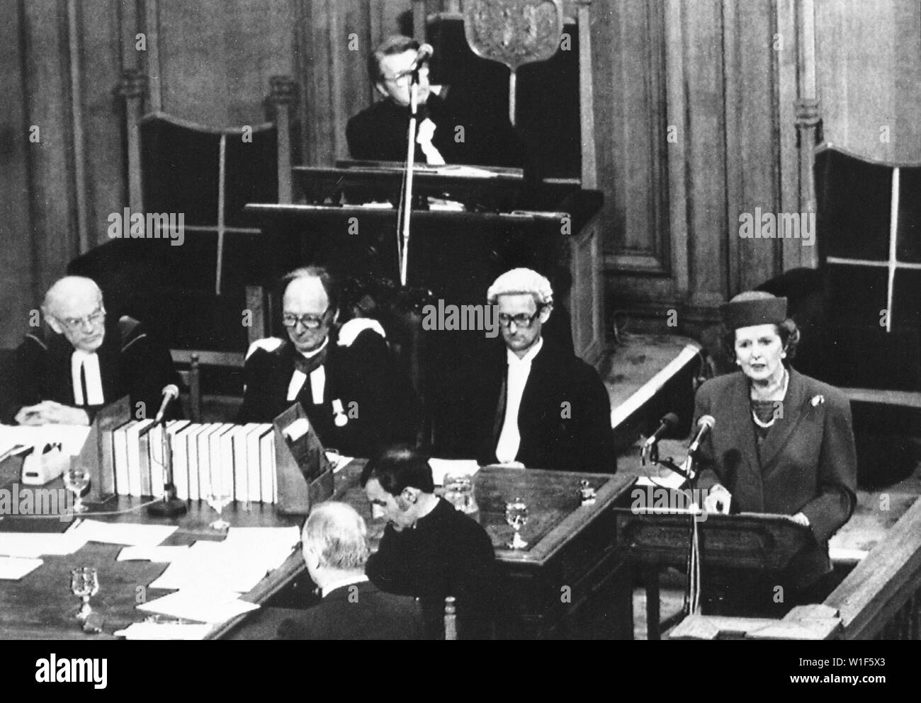 Prime Minister Margaret Thatcher addresses the General Assembly of the ...