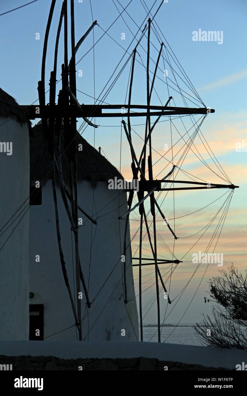 traditional greek windmills on mykonos island in greece Stock Photo - Alamy