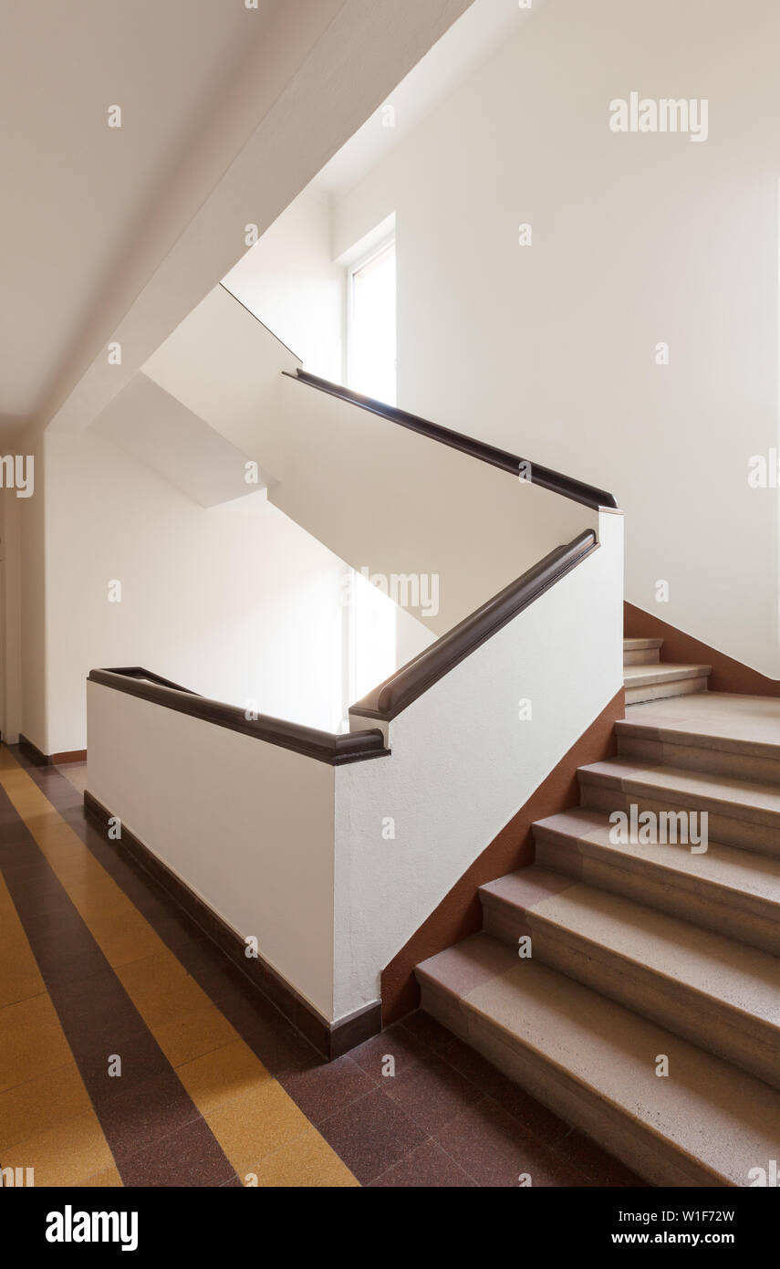 Brown stairway in a modern apartment Stock Photo - Alamy