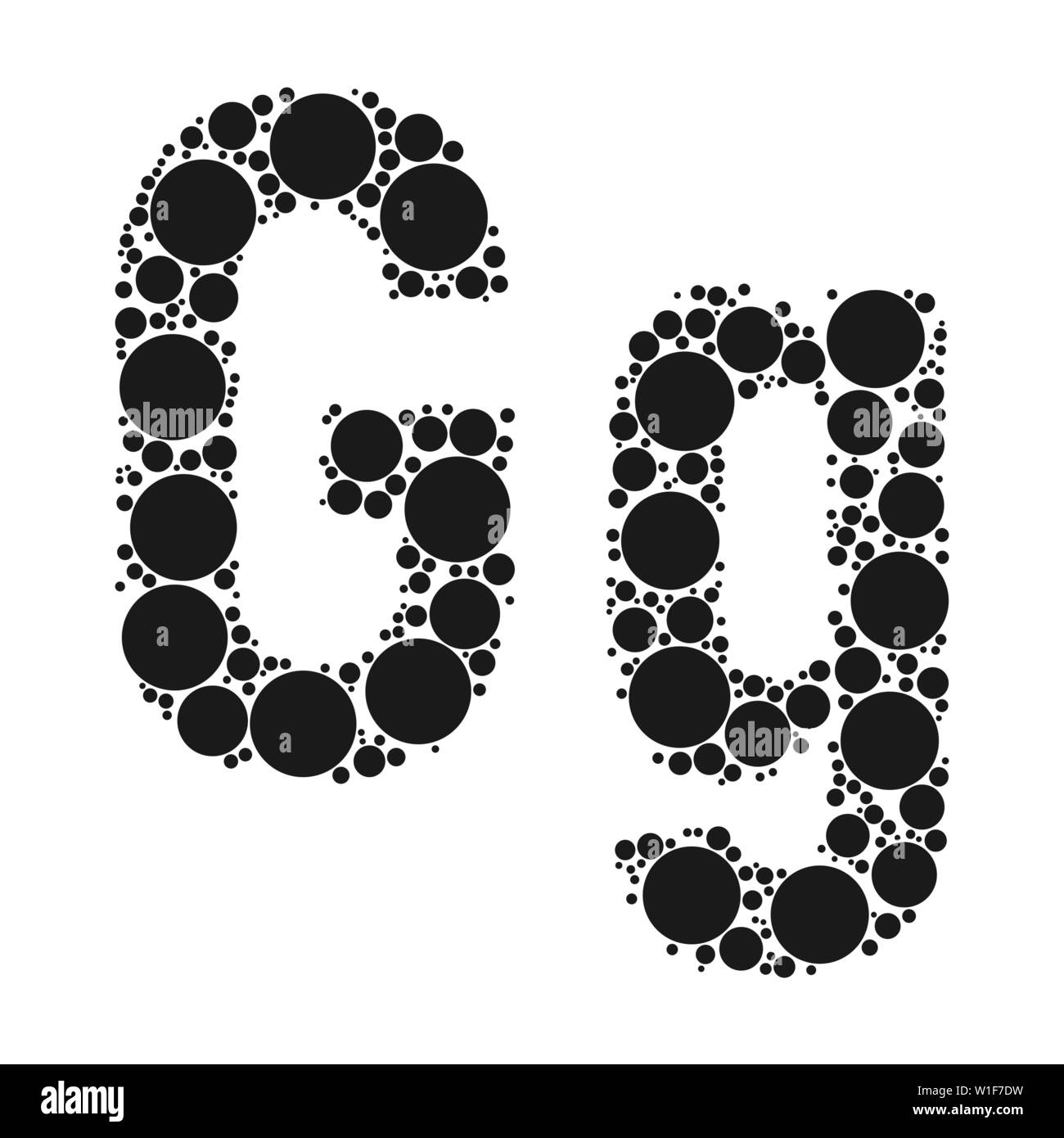 A letter of the alphabet from black circles laid out by mozayka. Vector ...