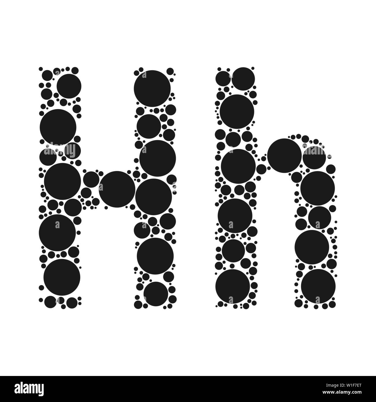 A letter of the alphabet from black circles laid out by mozayka. Vector ...