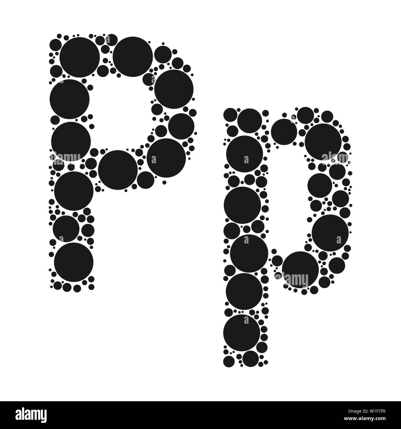 A letter of the alphabet from black circles laid out by mozayka. Vector ...