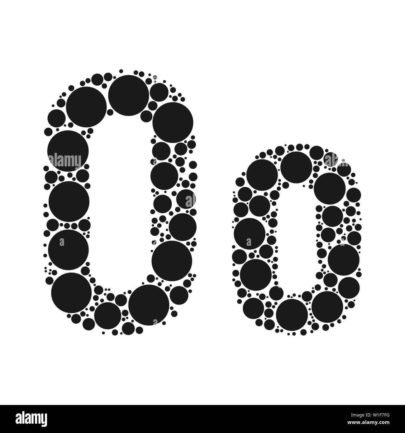 A letter of the alphabet from black circles laid out by mozayka. Vector ...