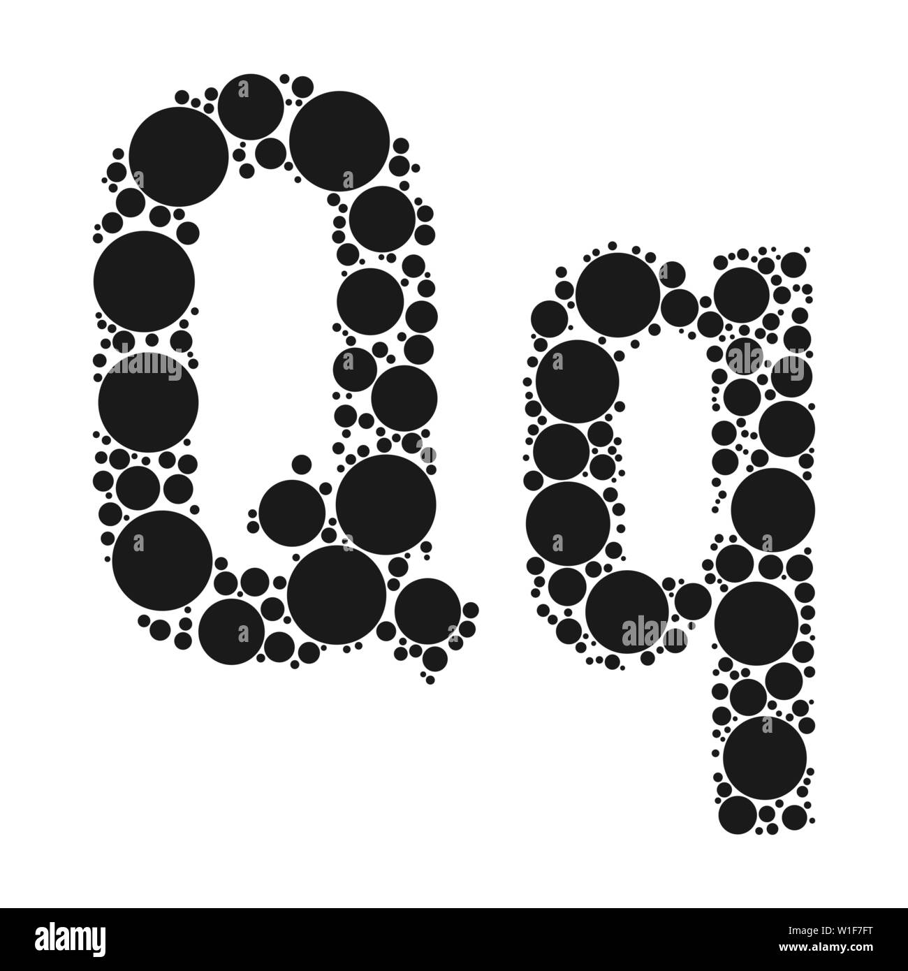 A letter of the alphabet from black circles laid out by mozayka. Vector ...