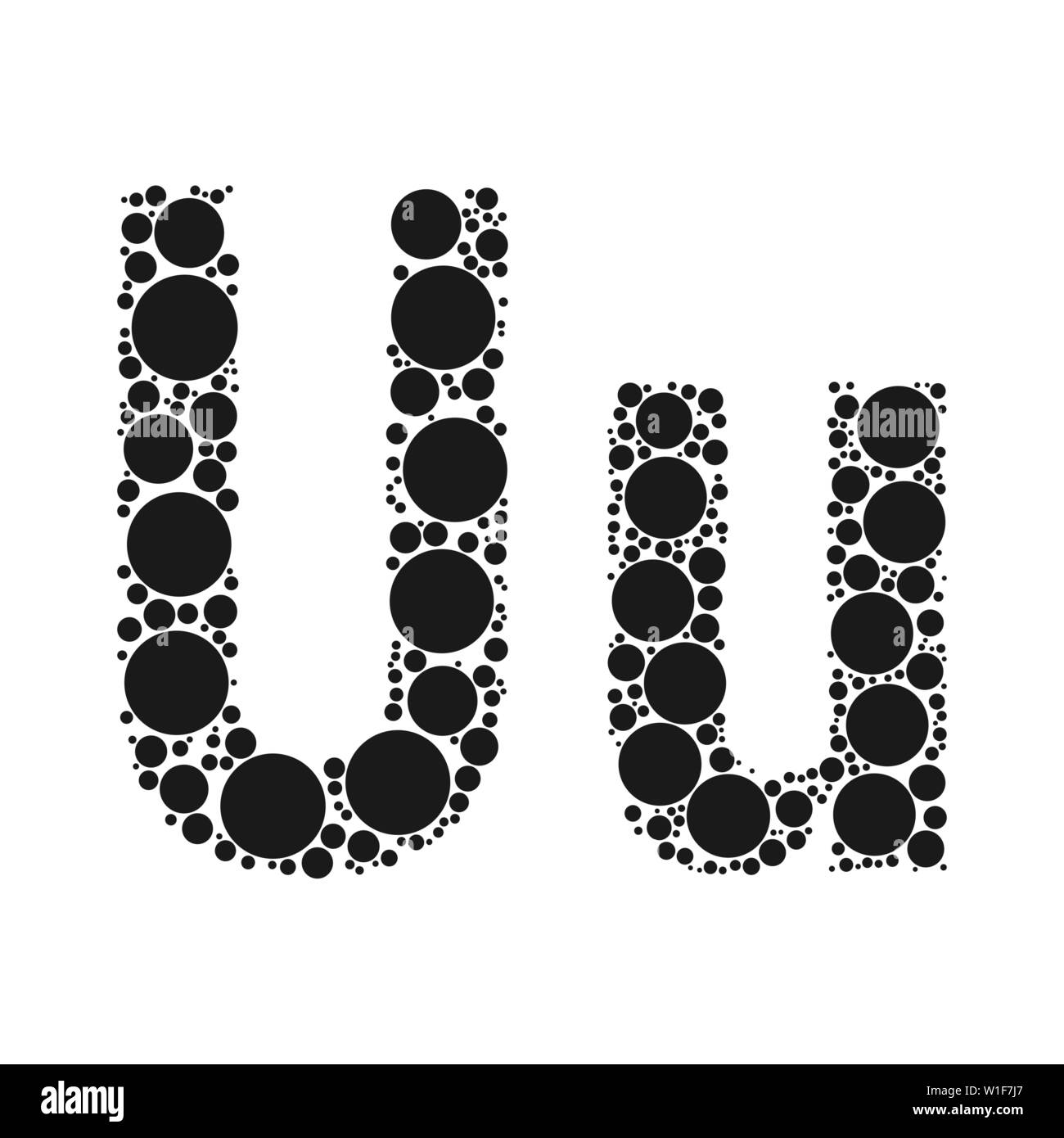 A letter of the alphabet from black circles laid out by mozayka. Vector ...