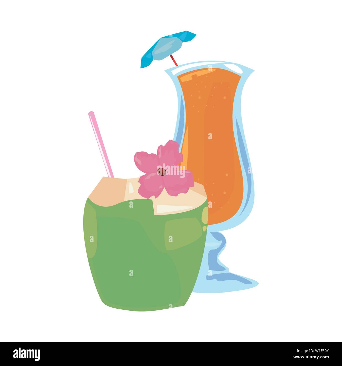 coconut cocktail drink vacations tropical summer vector illustration ...