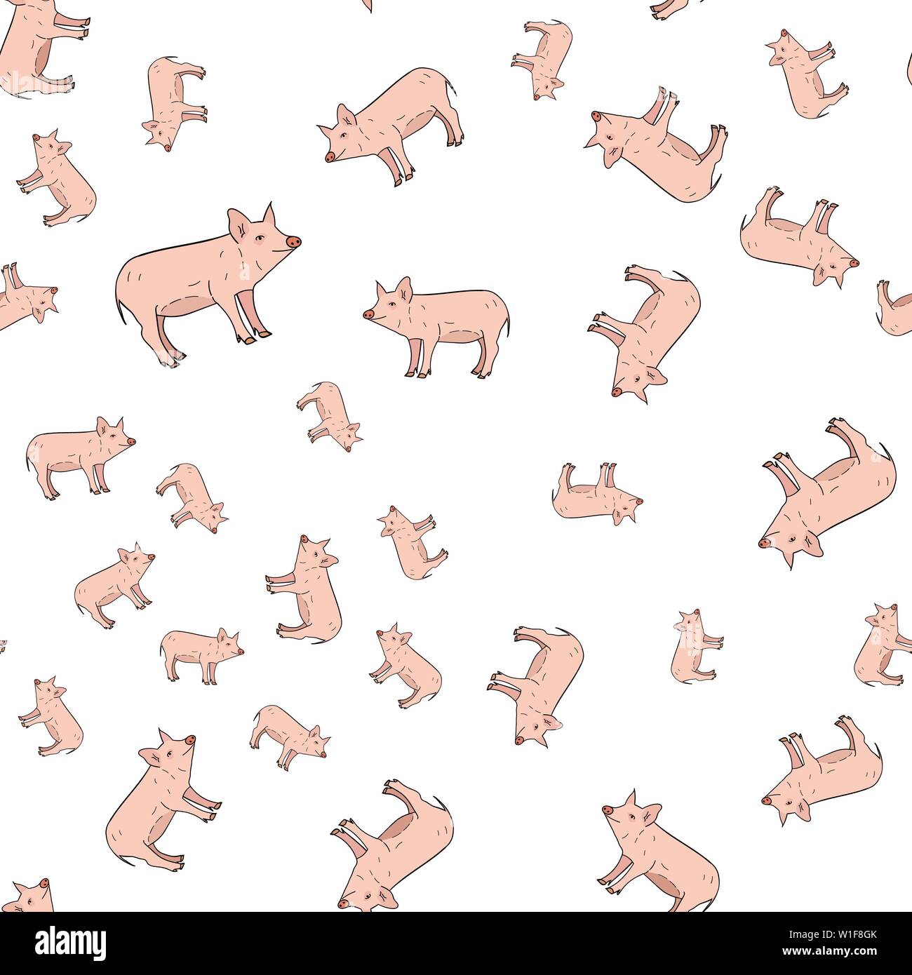 Seamless pattern of pigs. Vector illustration on white background Stock ...
