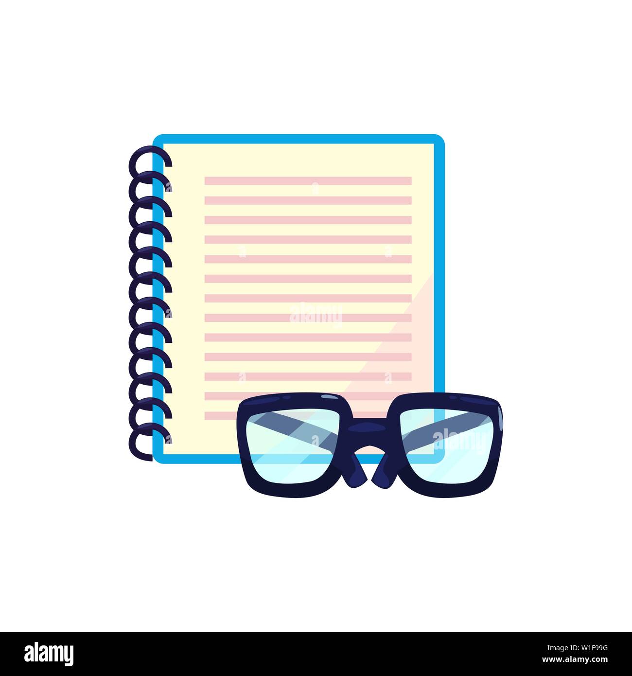 notebook and glasses back to school vector illustration Stock Vector ...