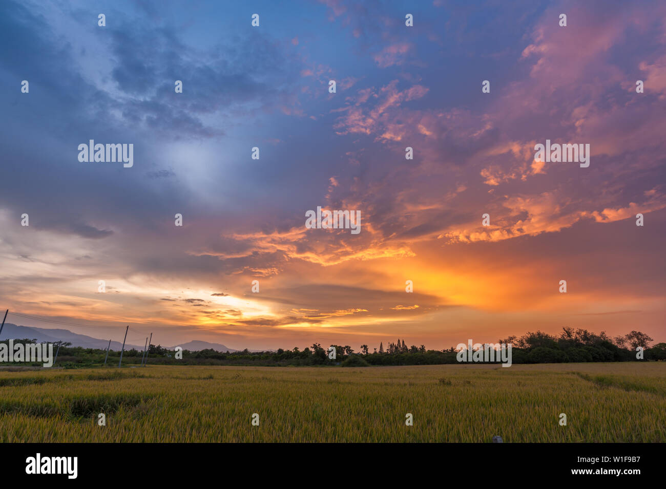 Dramatic sky with two tones of color in the evening Stock Photo - Alamy