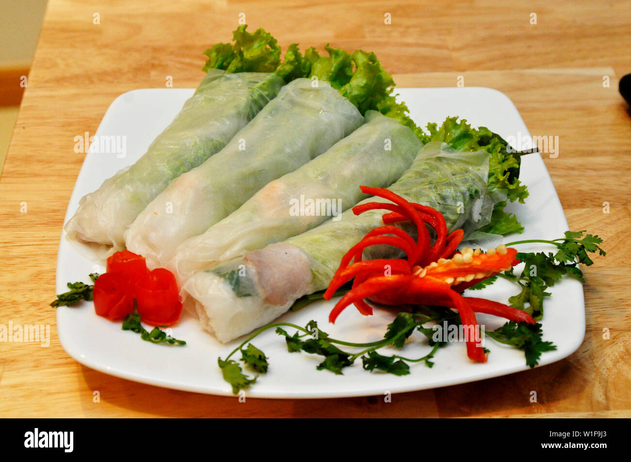 Home-made Vietnamese spring rolls in Saigon (thanks Trish Stock Photo ...