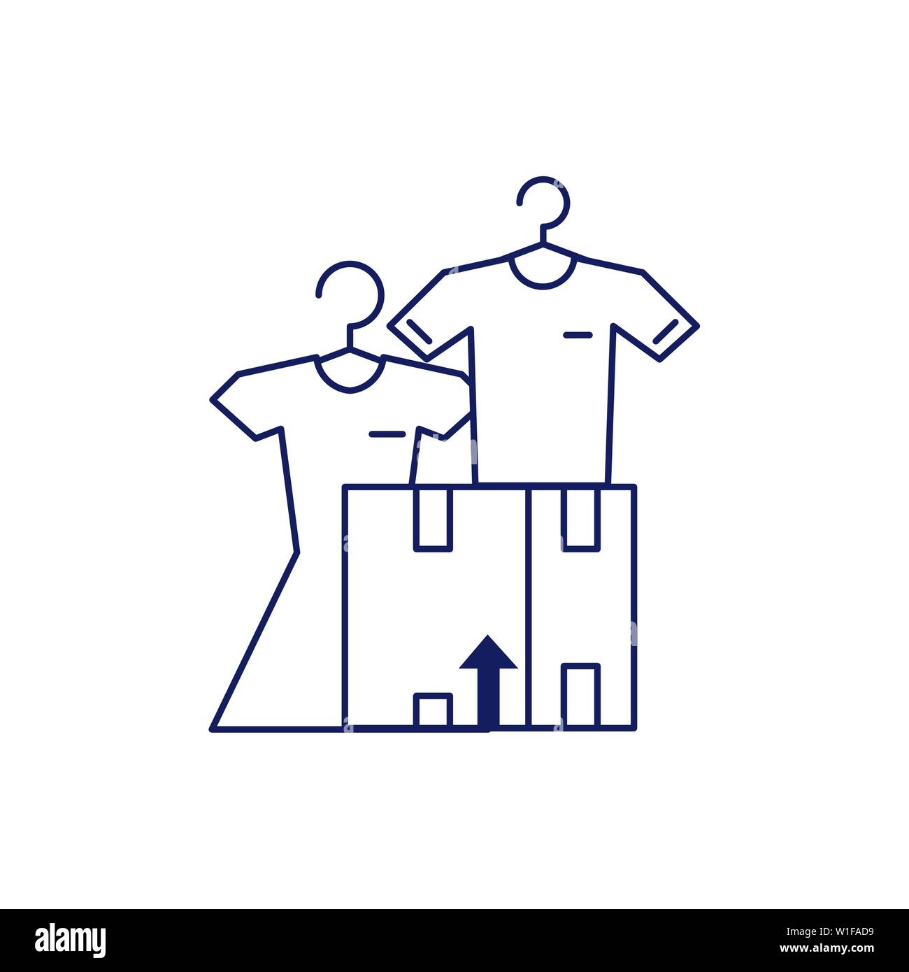 box carton with shirt and dress vector illustration design Stock Vector ...