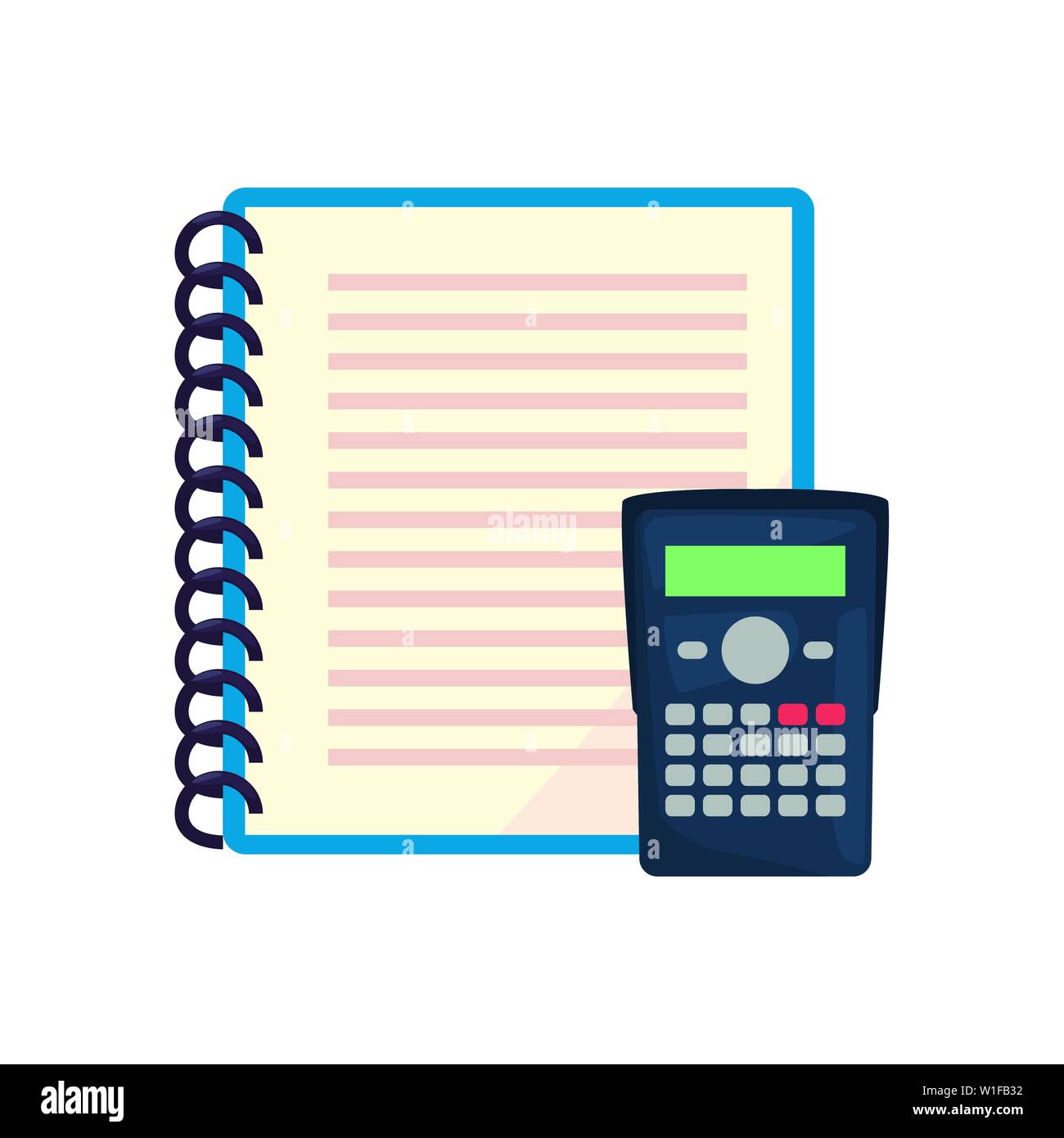 calculator and spiral notebook back to school vector illustration Stock ...