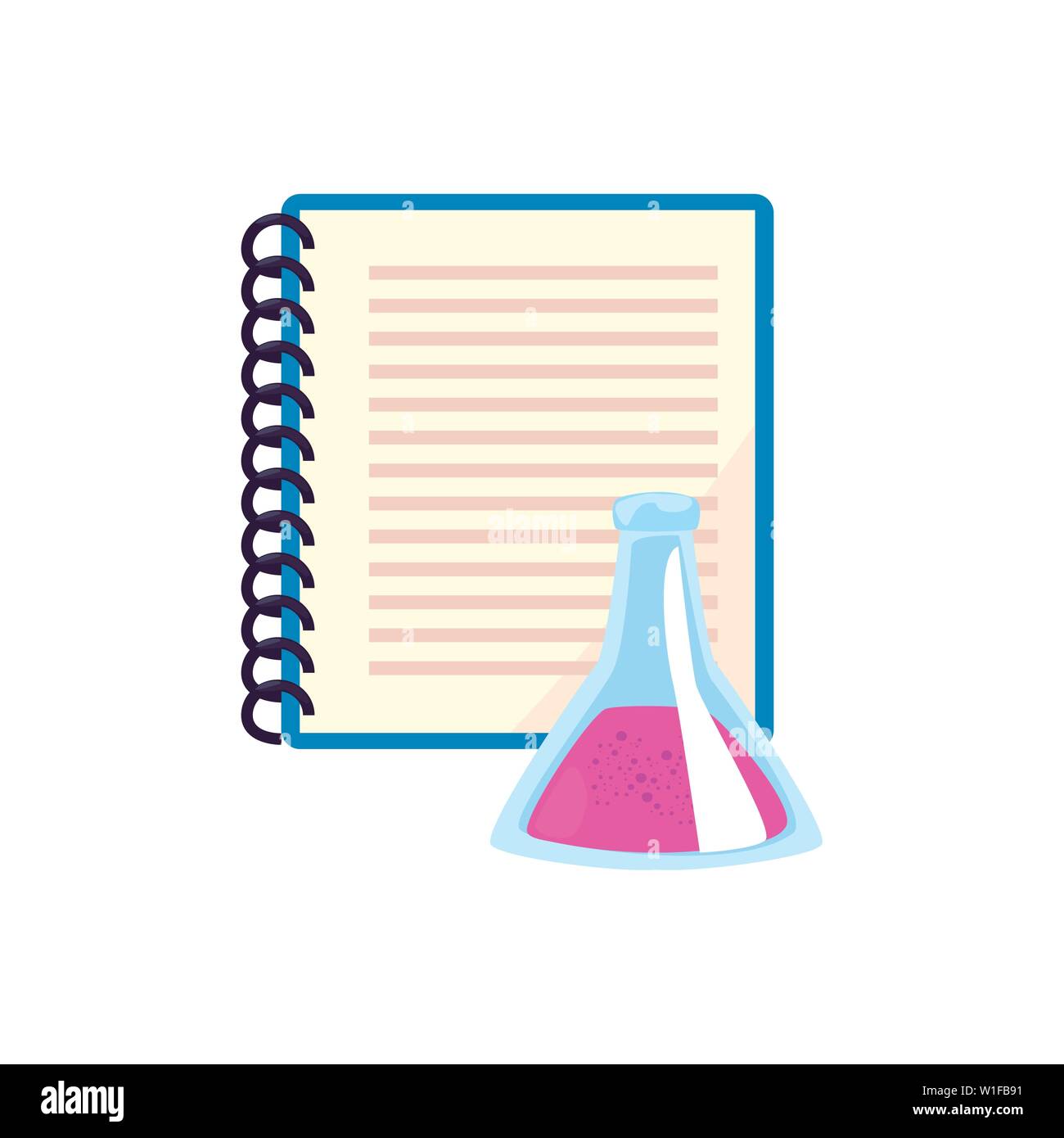 notebook and chemistry flask back to school vector illustration Stock ...