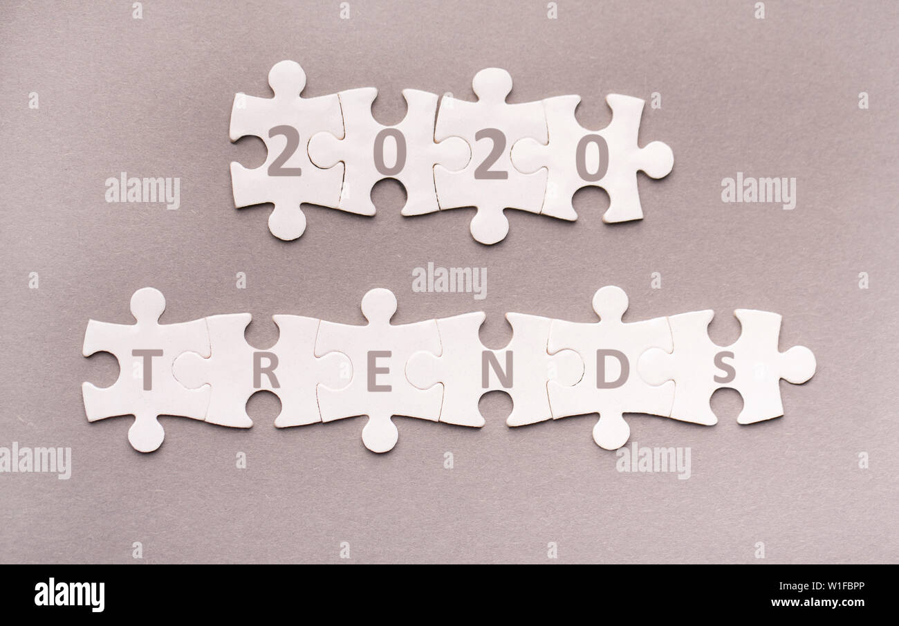 Creative 2020 trends concept laying on grey background Stock Photo - Alamy