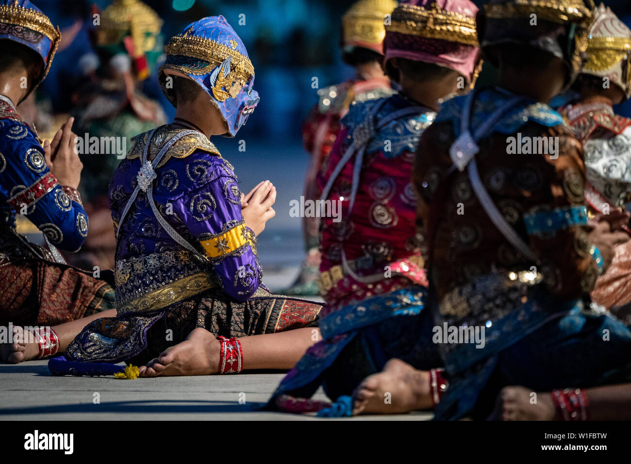 Ramayana pantomime story dancing and acting on the ground by Thai ...