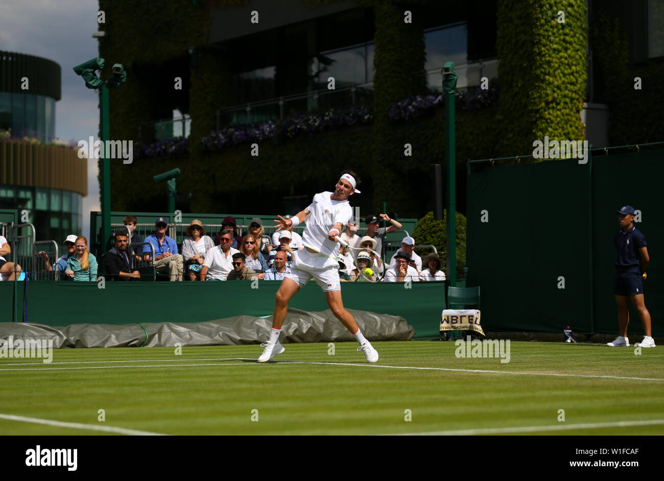 Cameron Norrie in action on day two of the Wimbledon Championships at ...