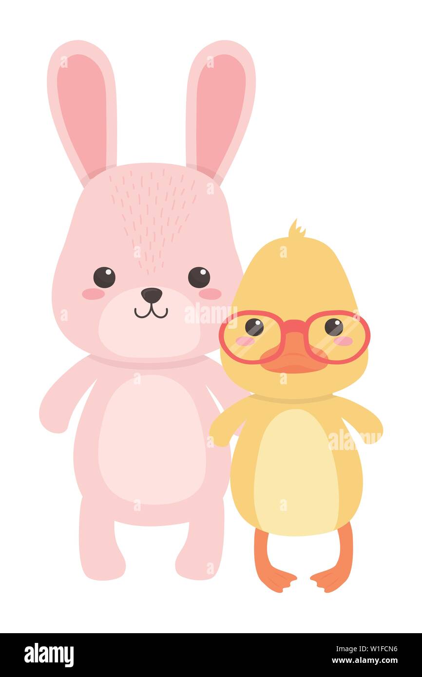 Rabbit and duck cartoon design, Animal cute zoo life nature and fauna ...