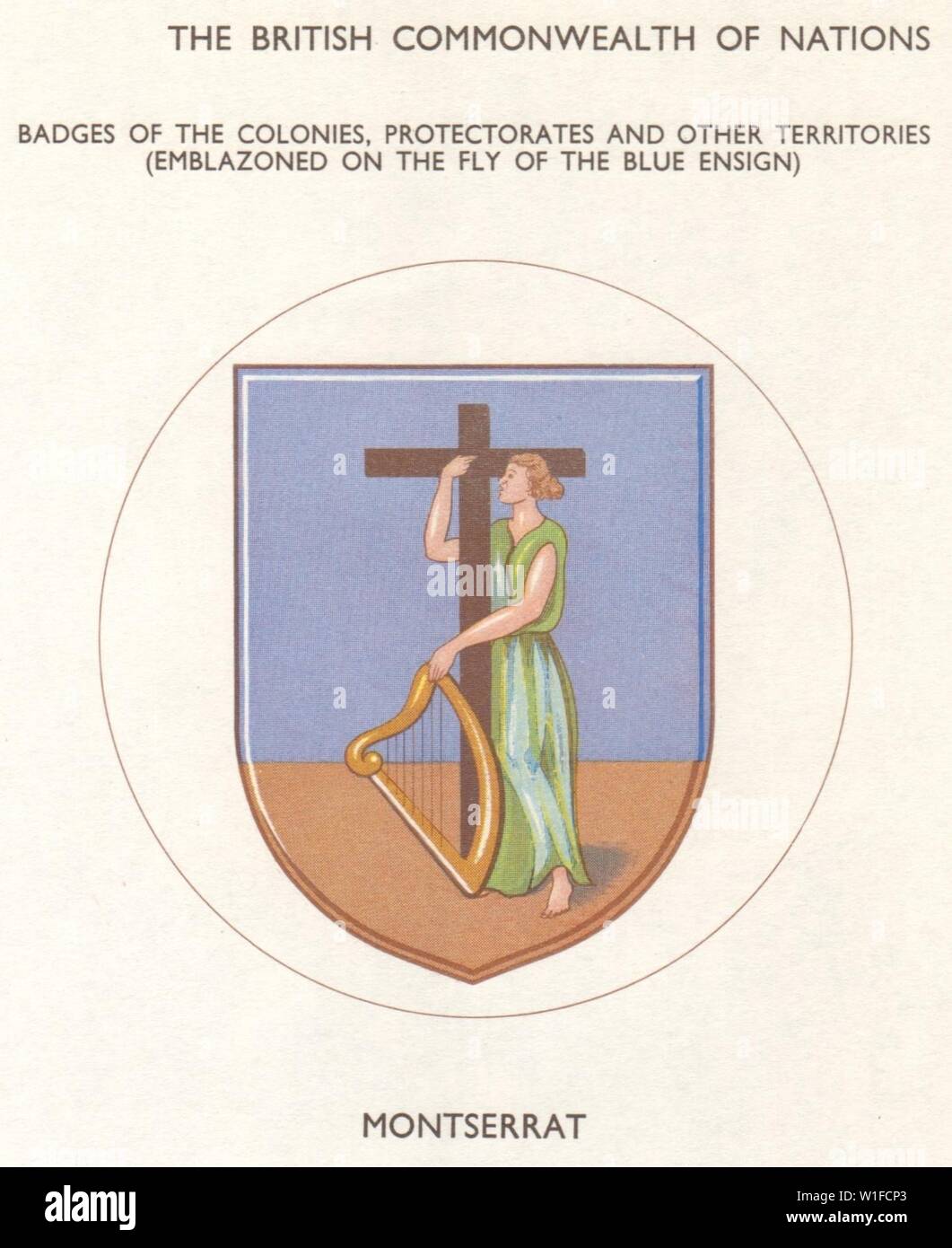 WEST INDIES FLAGS. Badges. Montserrat 1965 old vintage print picture ...