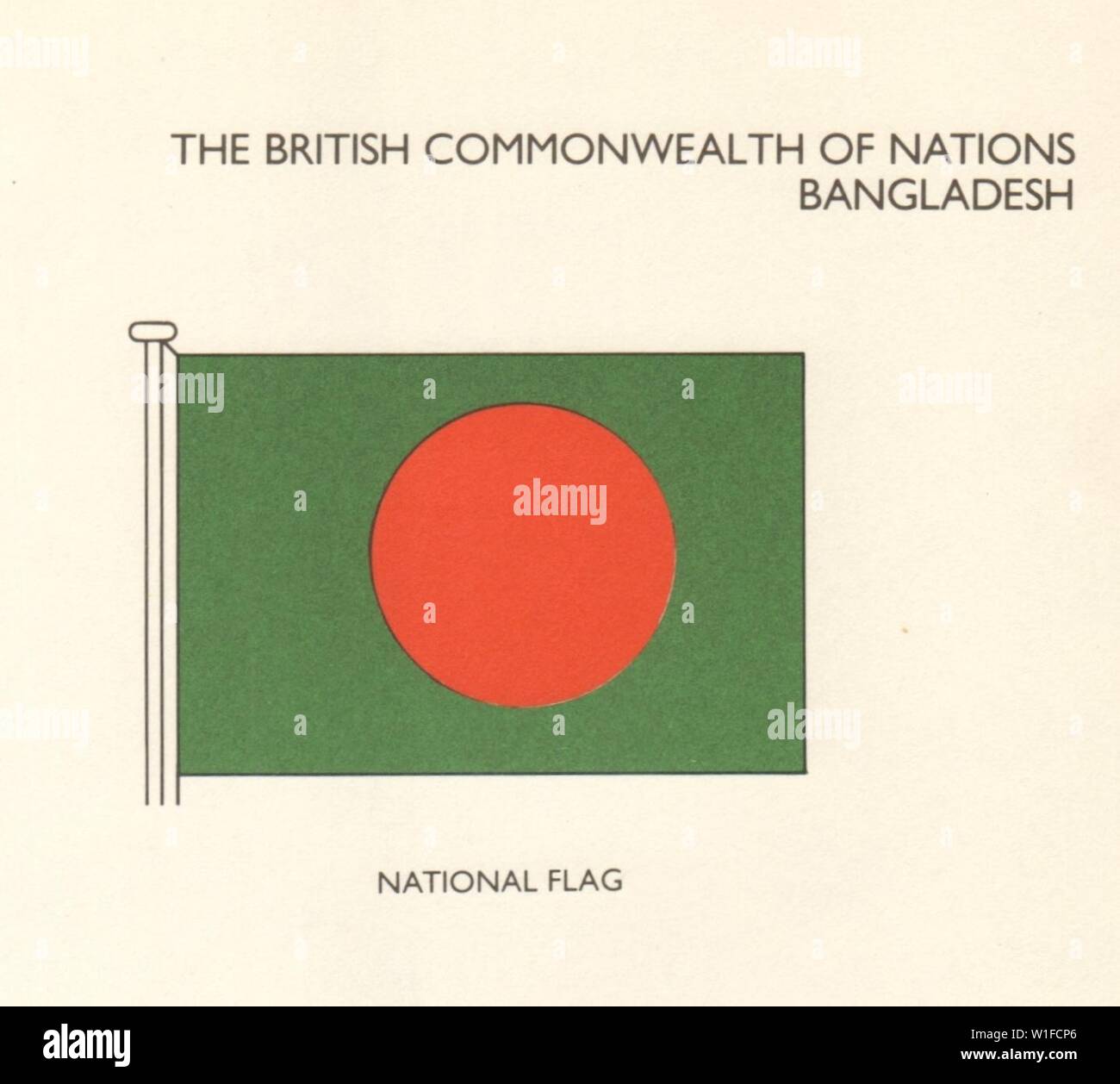 BANGLADESH FLAGS. National Flag 1979 old vintage print picture Stock ...
