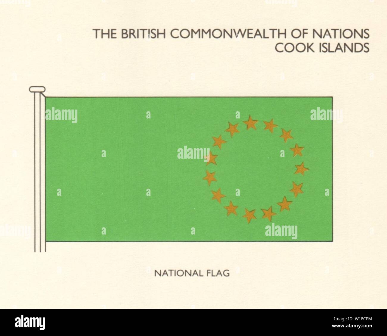 COOK ISLANDS FLAGS. National Flag 1979 old vintage print picture Stock ...