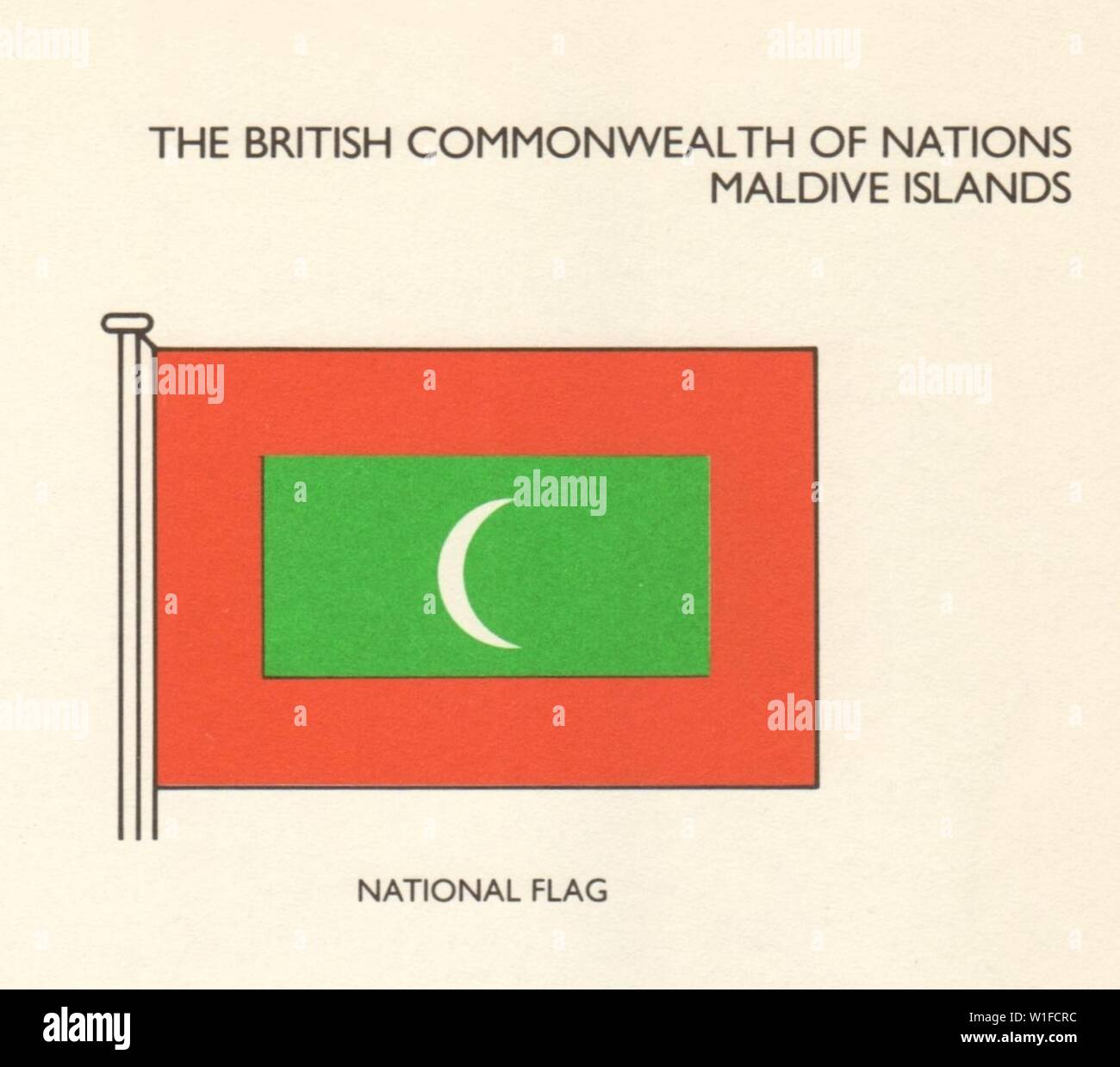 MALDIVES FLAGS. Maldive Islands. National Flag 1979 old vintage print ...