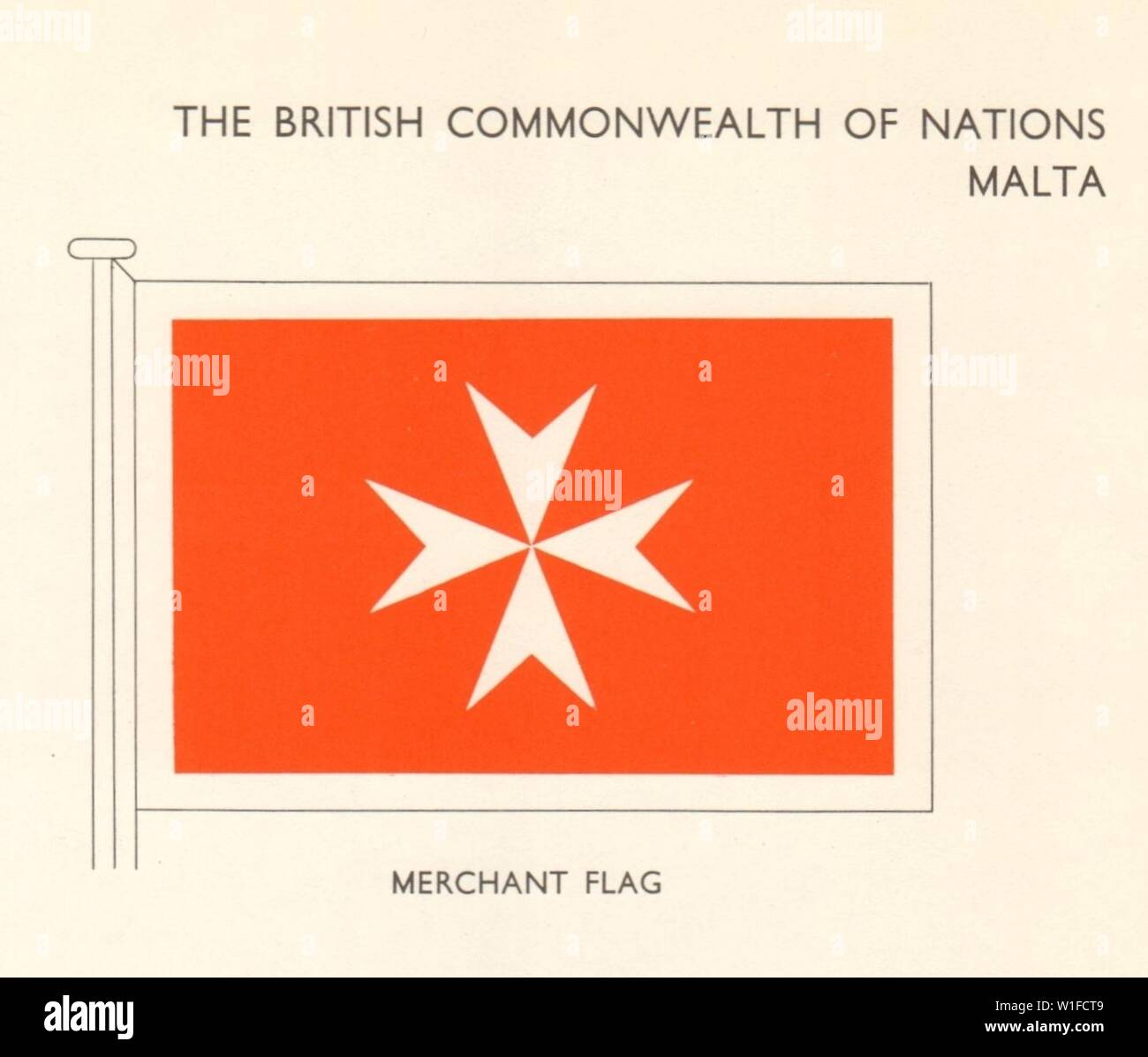 MALTA FLAGS. Merchant Flag 1968 old vintage print picture Stock Photo ...