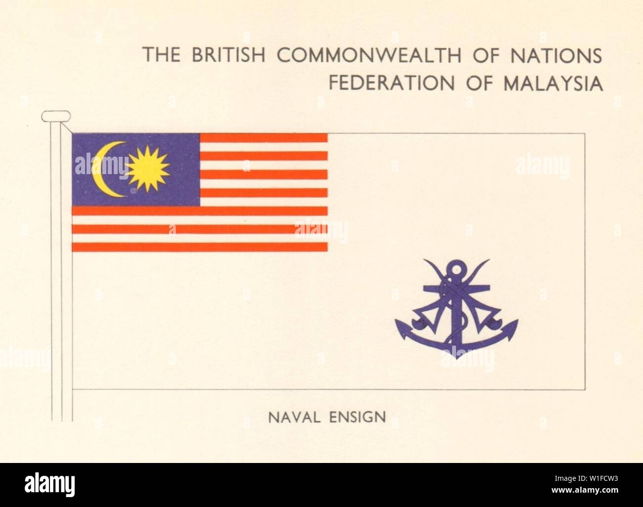 MALAYSIA FLAGS. Federation of Malaya. Naval Ensign 1968 old vintage print Stock Photo - Alamy