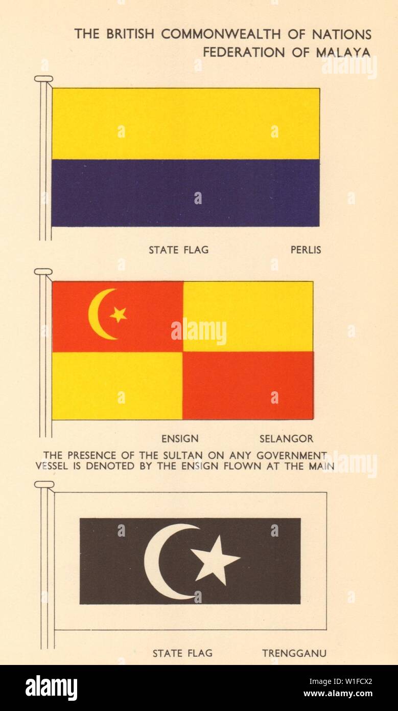 MALAYSIA. Federation of Malaya. State Flag Perlis Trengganu Ensign ...