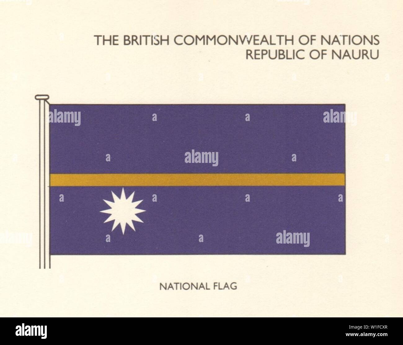 NAURU FLAGS. Republic of Nauru. National Flag 1979 old vintage print ...
