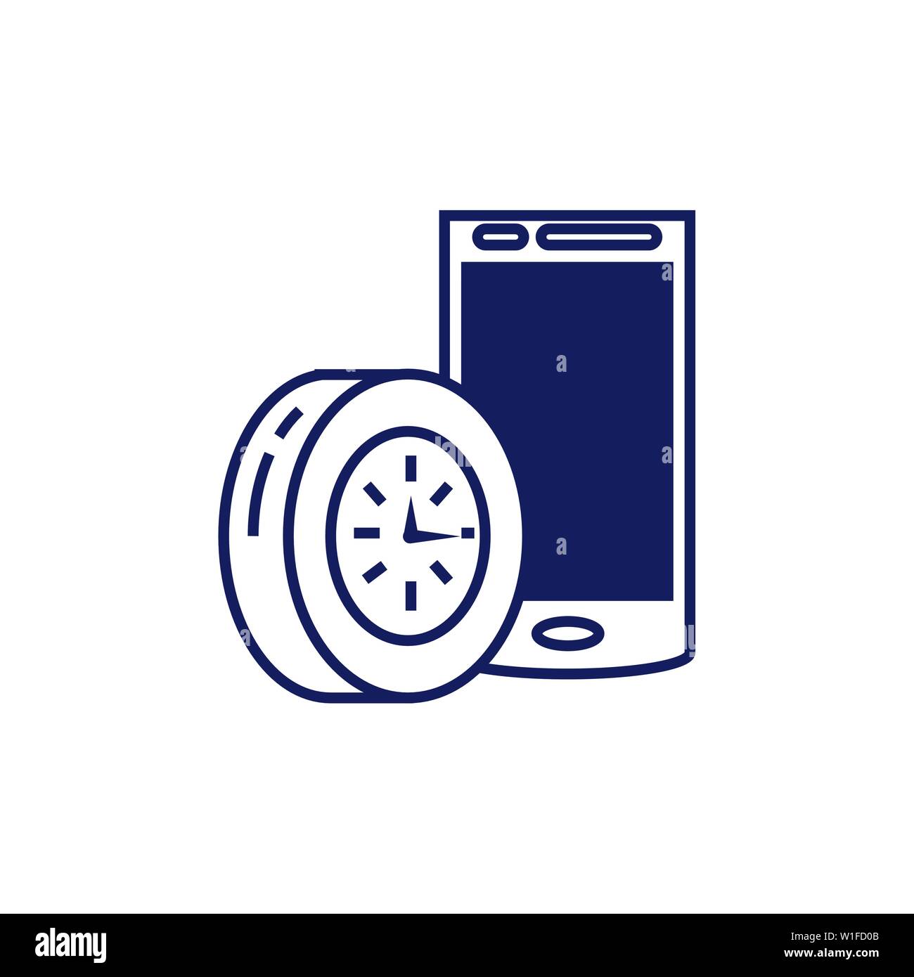 smartphone device with clock time vector illustration design Stock ...