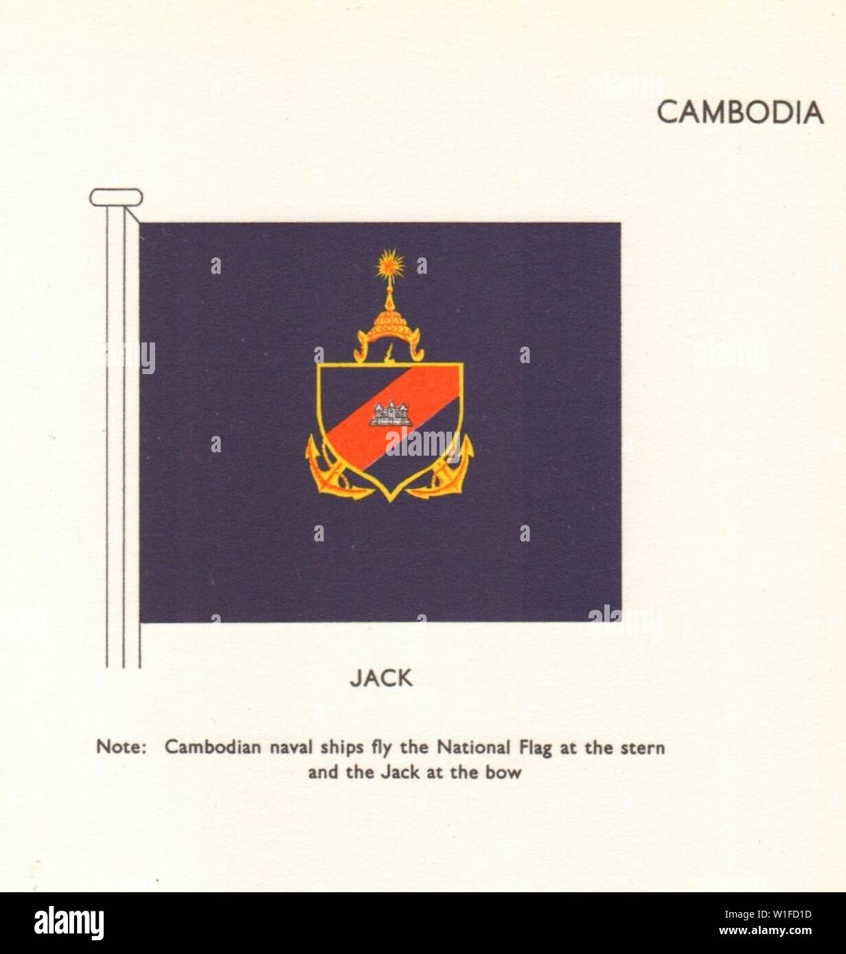 CAMBODIA FLAGS. Jack 1964 old vintage print picture Stock Photo - Alamy