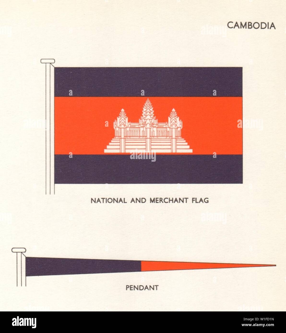 CAMBODIA FLAGS. National and Merchant Flag, Pendant 1964 old vintage ...
