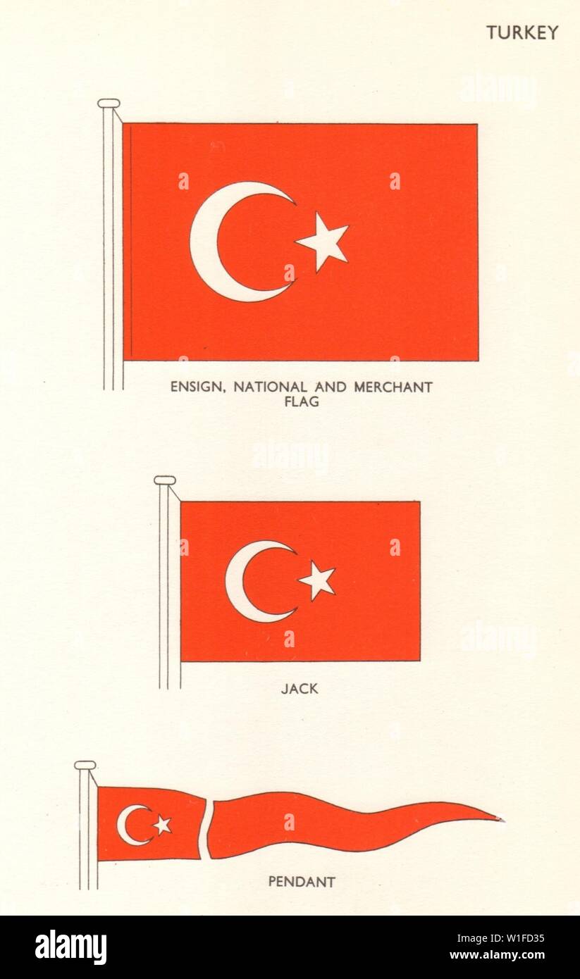 TURKEY FLAGS. Ensign, National and Merchant Flag, Jack, Pendant 1964 ...