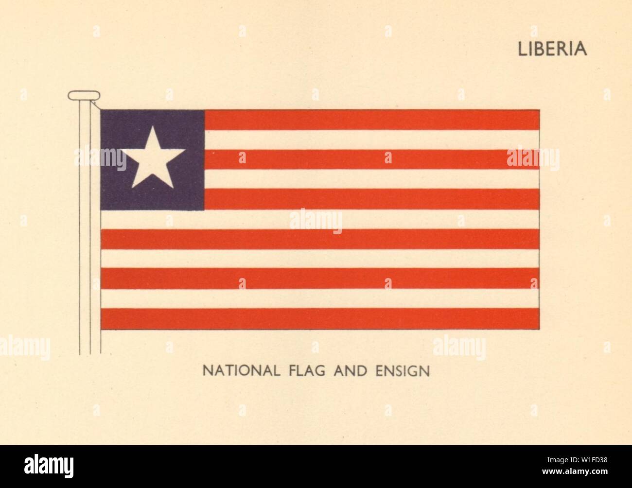 LIBERIA FLAGS. National Flag and Ensign 1955 old vintage print picture ...