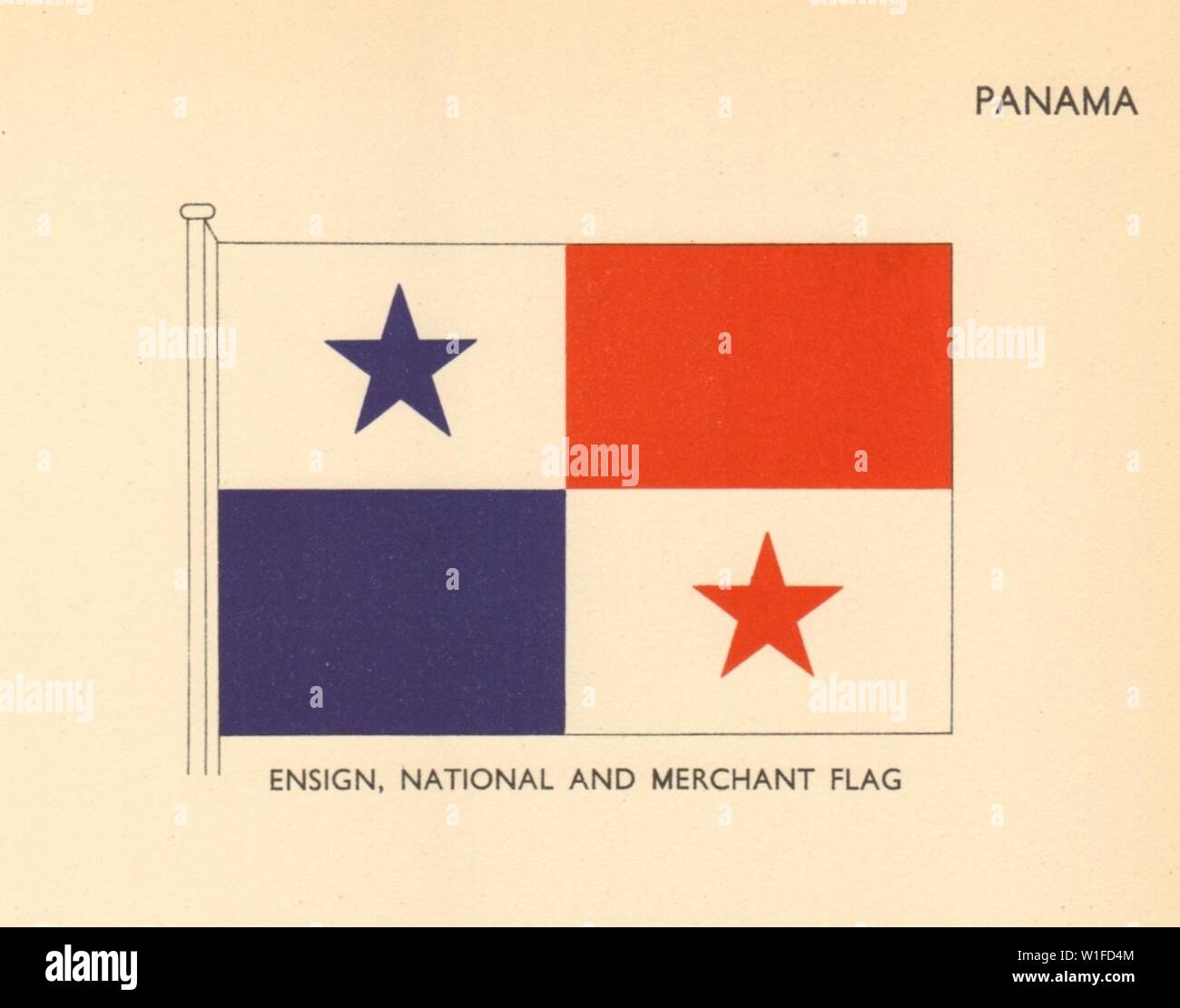 PANAMA FLAGS. Ensign, National and Merchant Flag 1955 old vintage print ...
