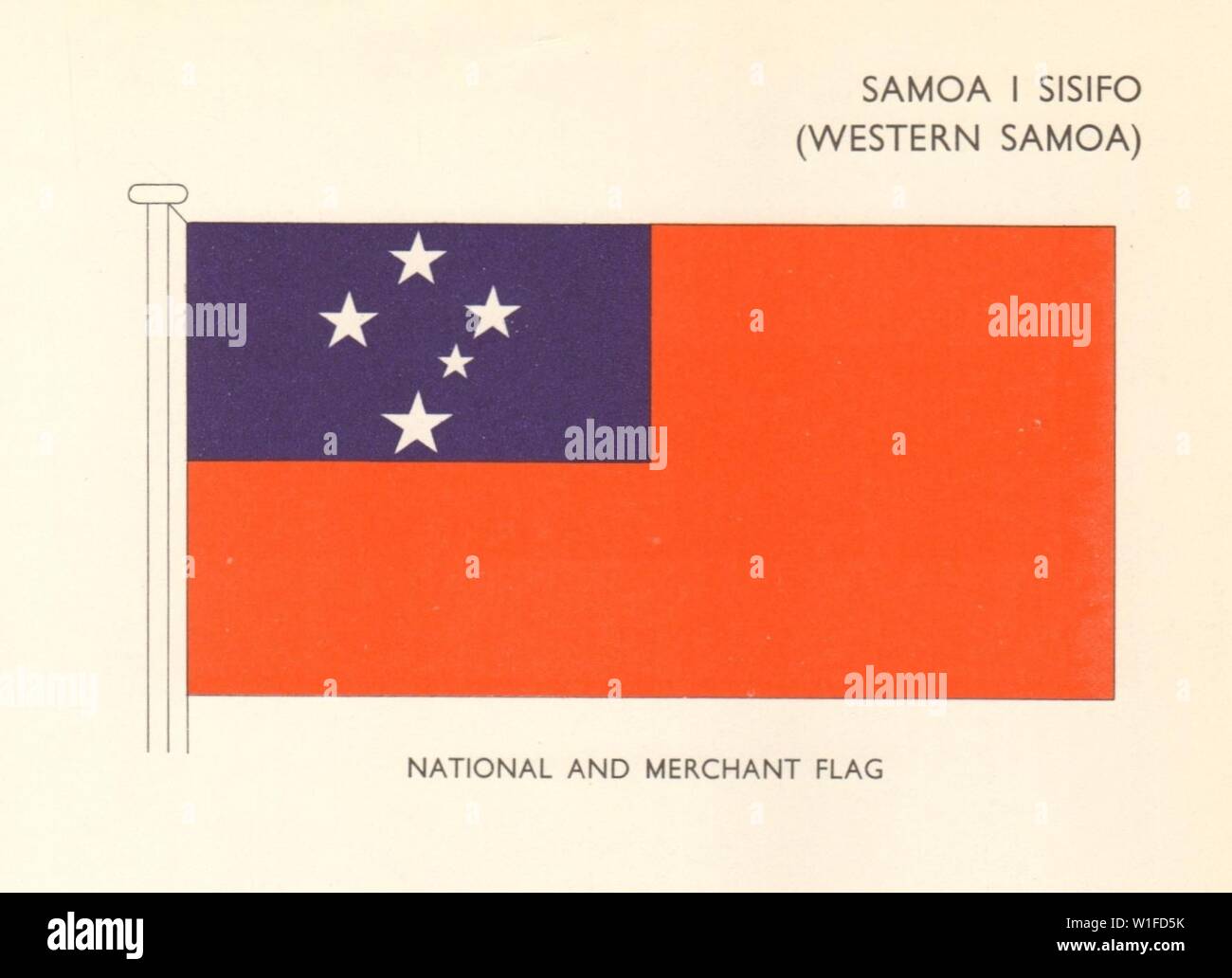 WESTERN SAMOA FLAGS. Samoa I Sisifo National and Merchant Flag 1968 old print Stock Photo - Alamy