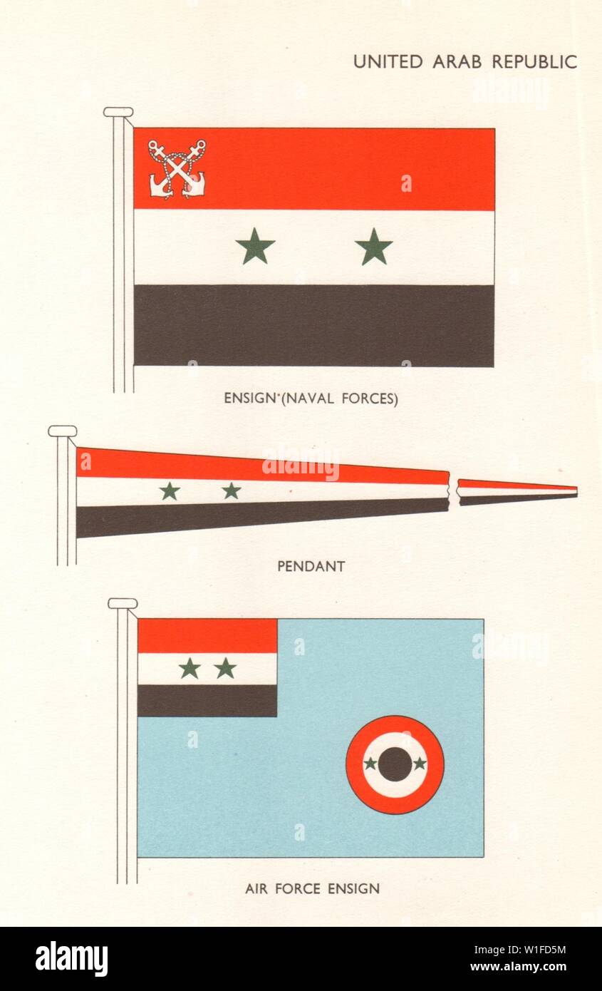 EGYPT SYRIA FLAGS. United Arab Republic. Naval Air Force Ensign Pendant ...