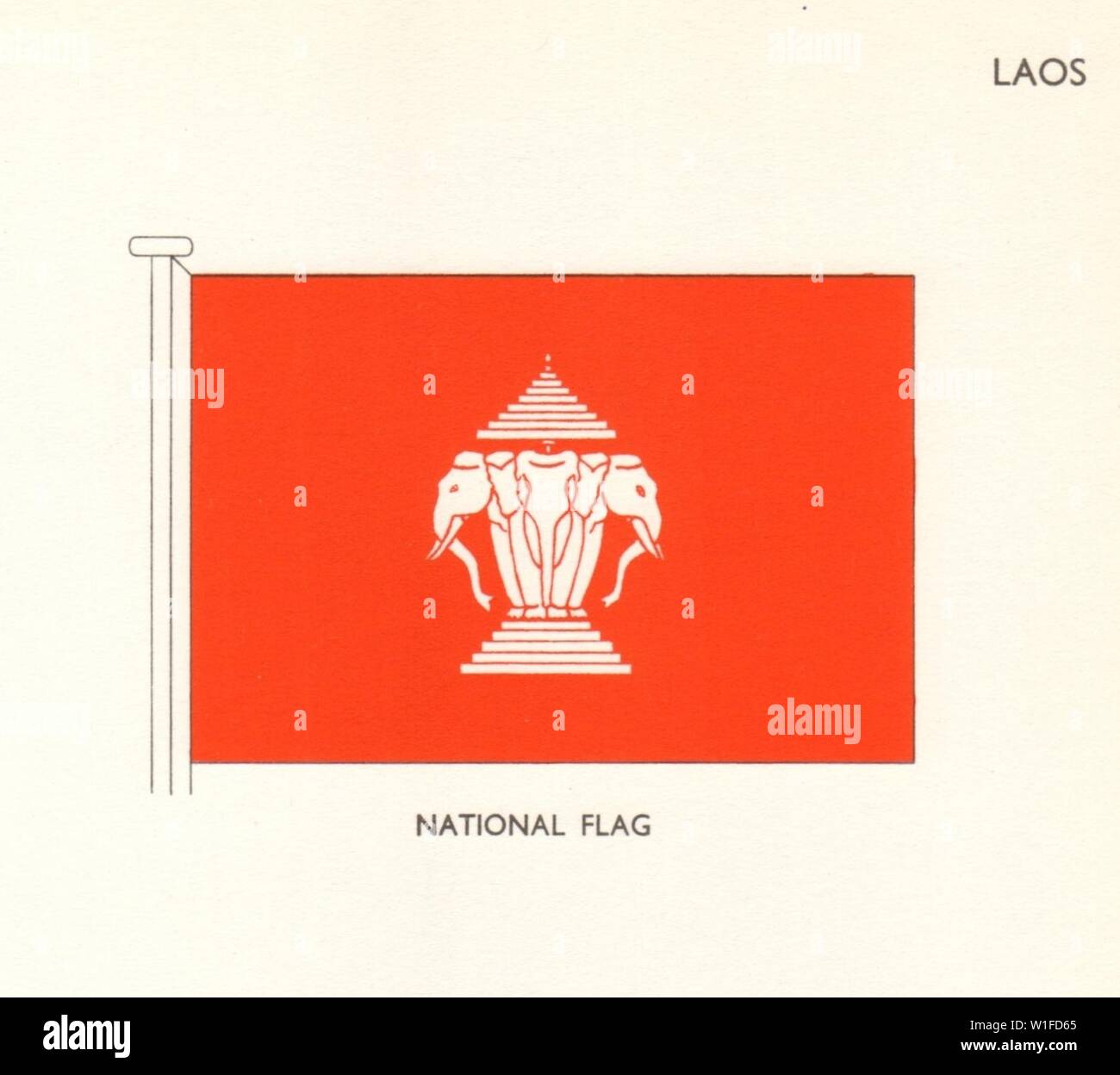 LAOS FLAGS. National Flag 1964 old vintage print picture Stock Photo ...