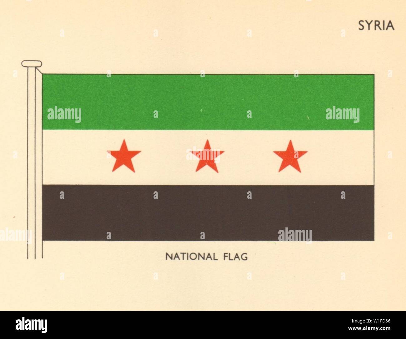 SYRIA FLAGS. National Flag 1955 old vintage print picture Stock Photo ...