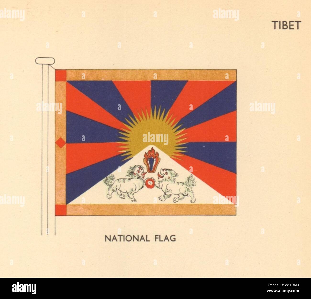 TIBET FLAGS. National Flag 1955 old vintage print picture Stock Photo - Alamy